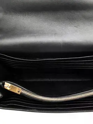 Saint Laurent 2014 Grained Calfskin Classic Letters Wallet On Chain Shoulder Bag - Black
