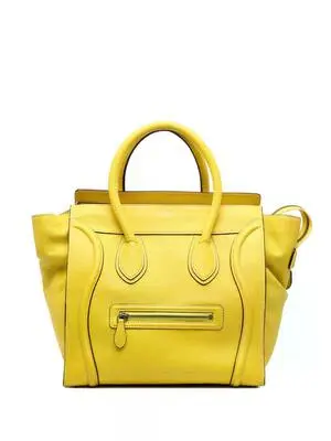 Celine 2011 Mini Drummed Calfskin Luggage Tote Bag - Yellow