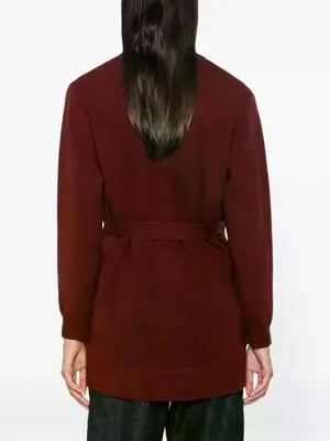 Max Mara Suede-panelled Belted Cardigan - Red