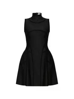 Alexander McQueen High-neck Panelled Mini Dress - Black