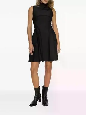 Alexander McQueen High-neck Panelled Mini Dress - Black