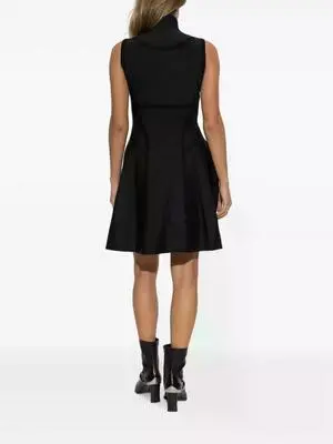 Alexander McQueen High-neck Panelled Mini Dress - Black