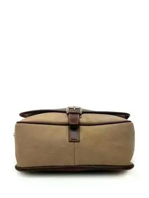 Prada 2010-2026 Leather Trimmed Canvas Canapa Logo Buckle Messenger Bag Crossbody Bag