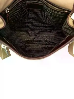 Prada 2010-2026 Leather Trimmed Canvas Canapa Logo Buckle Messenger Bag Crossbody Bag
