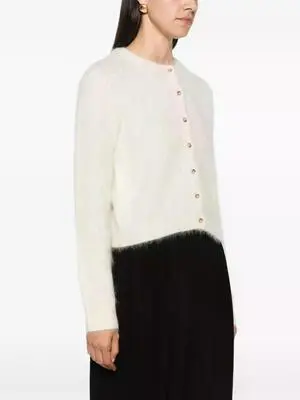 Soft Goat Brushed-finish Button-up Cardigan - Neutrals