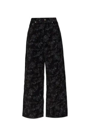 GANNI Velvet Floral-patterned Trousers