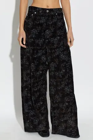 GANNI Velvet Floral-patterned Trousers