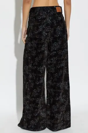 GANNI Velvet Floral-patterned Trousers