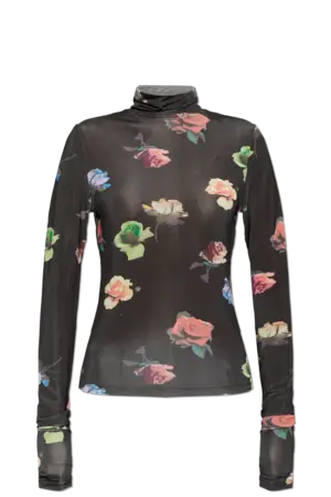 GANNI Floral Motif Top - Black