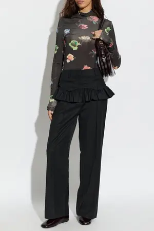 GANNI Floral Motif Top - Black