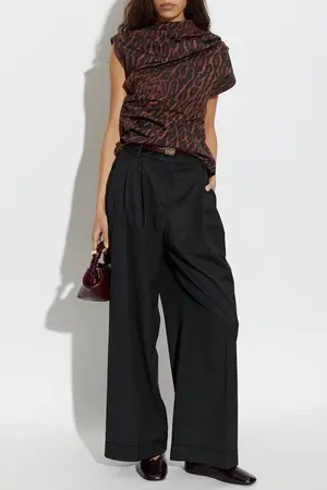 GANNI Back-slit Top - Brown
