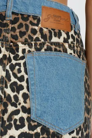 GANNI Denim Skirt With Floral Motif