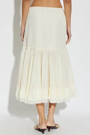 GANNI Lace Ruffle Skirt - Cream
