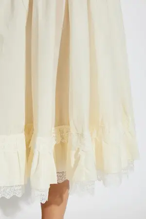 GANNI Lace Ruffle Skirt - Cream