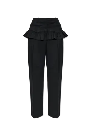 GANNI Ruffled Pants - Black