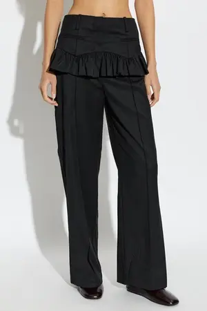 GANNI Ruffled Pants - Black
