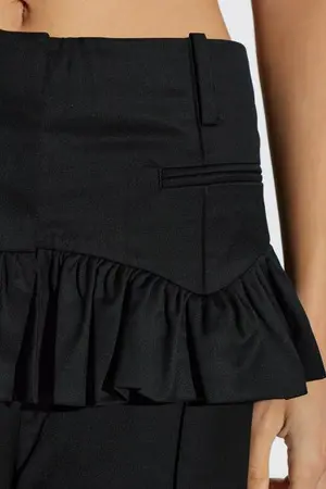 GANNI Ruffled Pants - Black