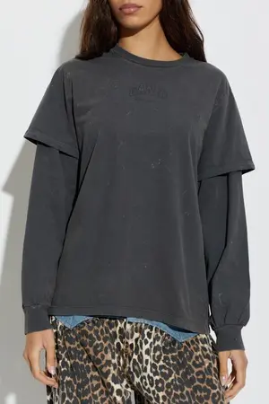 GANNI Long Sleeve T-shirt - Grey