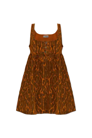 GANNI Animal Print Denim Dress