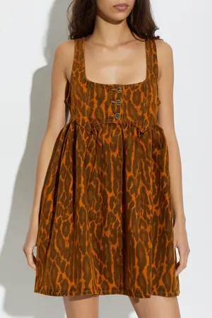 GANNI Animal Print Denim Dress