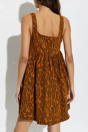 GANNI Animal Print Denim Dress