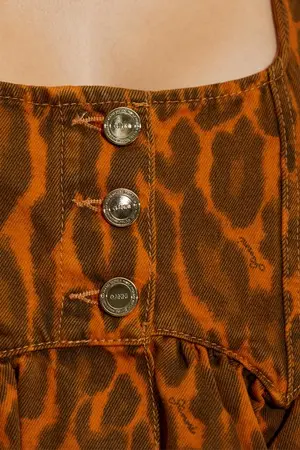 GANNI Animal Print Denim Dress