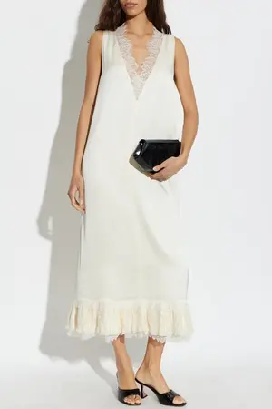 GANNI Satin Dress With Lace Inserts