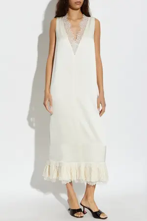 GANNI Satin Dress With Lace Inserts