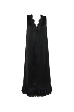 GANNI Satin Dress With Lace Inserts - Black
