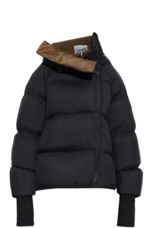 GANNI Animal Motif Down Jacket - Black