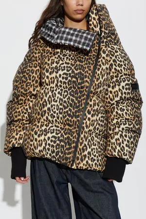 GANNI Animal Print Down Jacket