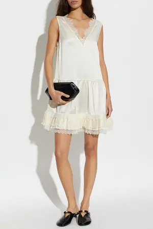 GANNI Satin Dress With Lace Inserts
