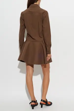 Loewe Cotton Mini Dress With Embroidered Logo - Brown