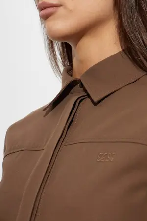 Loewe Cotton Mini Dress With Embroidered Logo - Brown