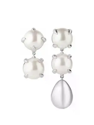 Givenchy Spiky Pearl Asymmetric Earrings In Metal And Pearls - White