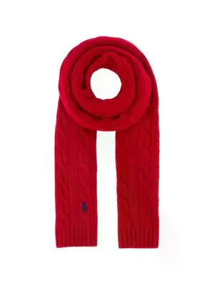Polo Ralph Lauren Cable-knit Wool-cashmere Scarf - Red