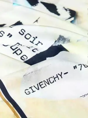 Givenchy Small Square In Silk With Ripped Papers Print - Neutrals