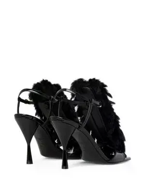 Givenchy Pompom Heeled Sandals In Patent Leather And Knit