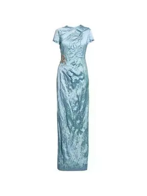 Erdem Embroidered Draped Gown