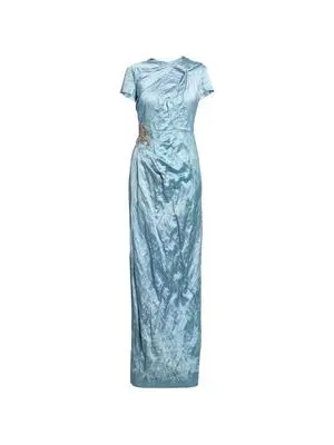 Erdem Embroidered Draped Gown - Blue