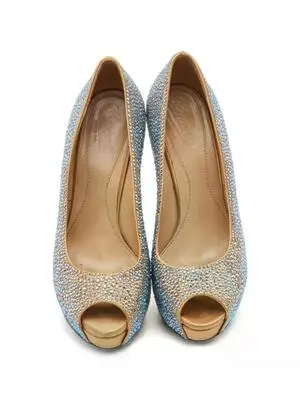 Gucci Sofia Crystal-embellished Peep-toe Pumps