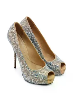 Gucci Sofia Crystal-embellished Peep-toe Pumps