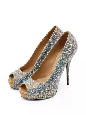 Gucci Sofia Crystal-embellished Peep-toe Pumps