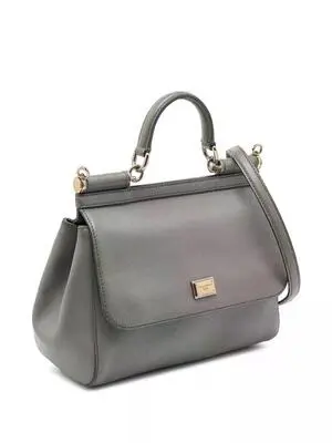 Dolce & Gabbana Miss Sicily Leather Handbag - Grey