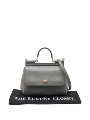 Dolce & Gabbana Miss Sicily Leather Handbag - Grey