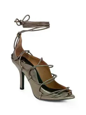 Patrizia Pepe Lace-up Metallic Pumps - Brown