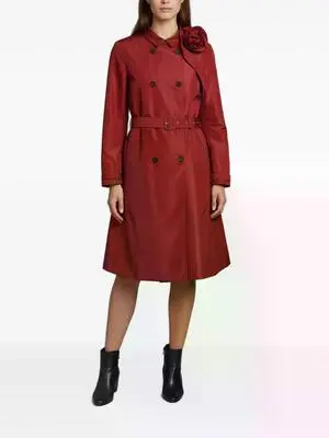 Valentino Garavani Floral-appliqué Belted Trench Coat