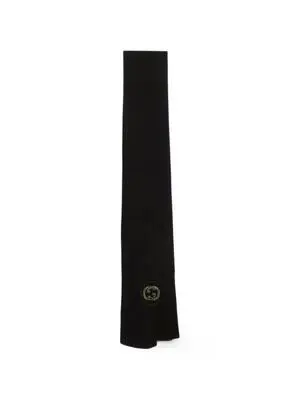 Gucci Interlocking G Embellished Scarf - Black