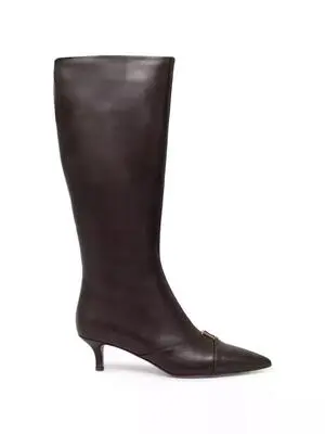 TWINSET Logo-plaque Pointed-toe Boots Brown