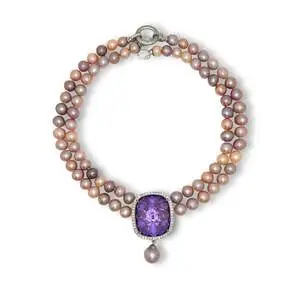 VIEA Aurelia Amethyst Empress Necklace Brown/yellow